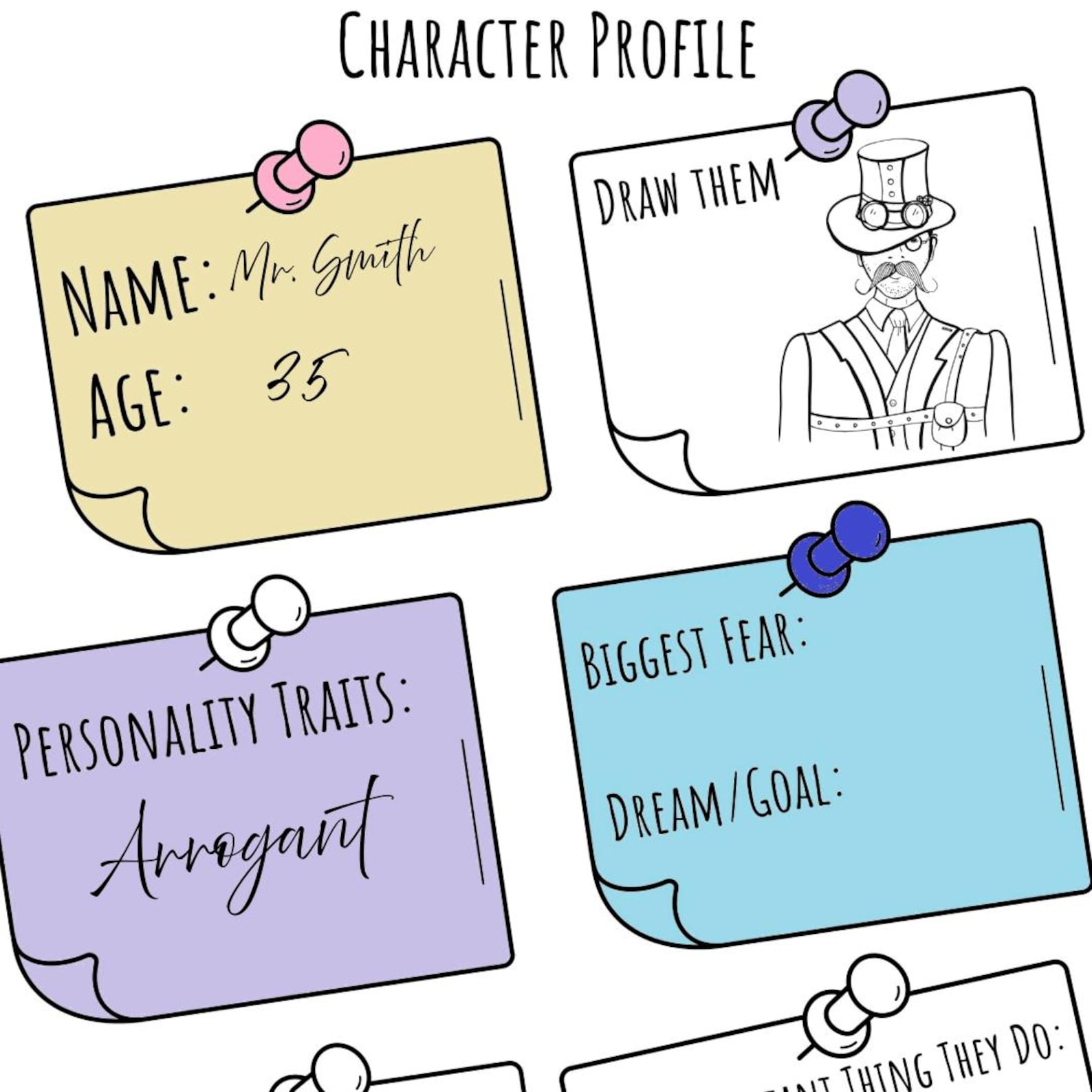 Printable Character Profile Templates for Classroom (grade 2 Through 6 ...