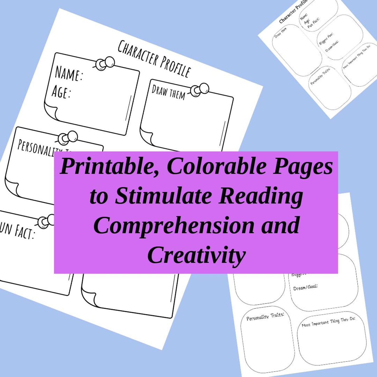 Printable Character Profile Templates for Classroom (grade 2 Through 6 ...