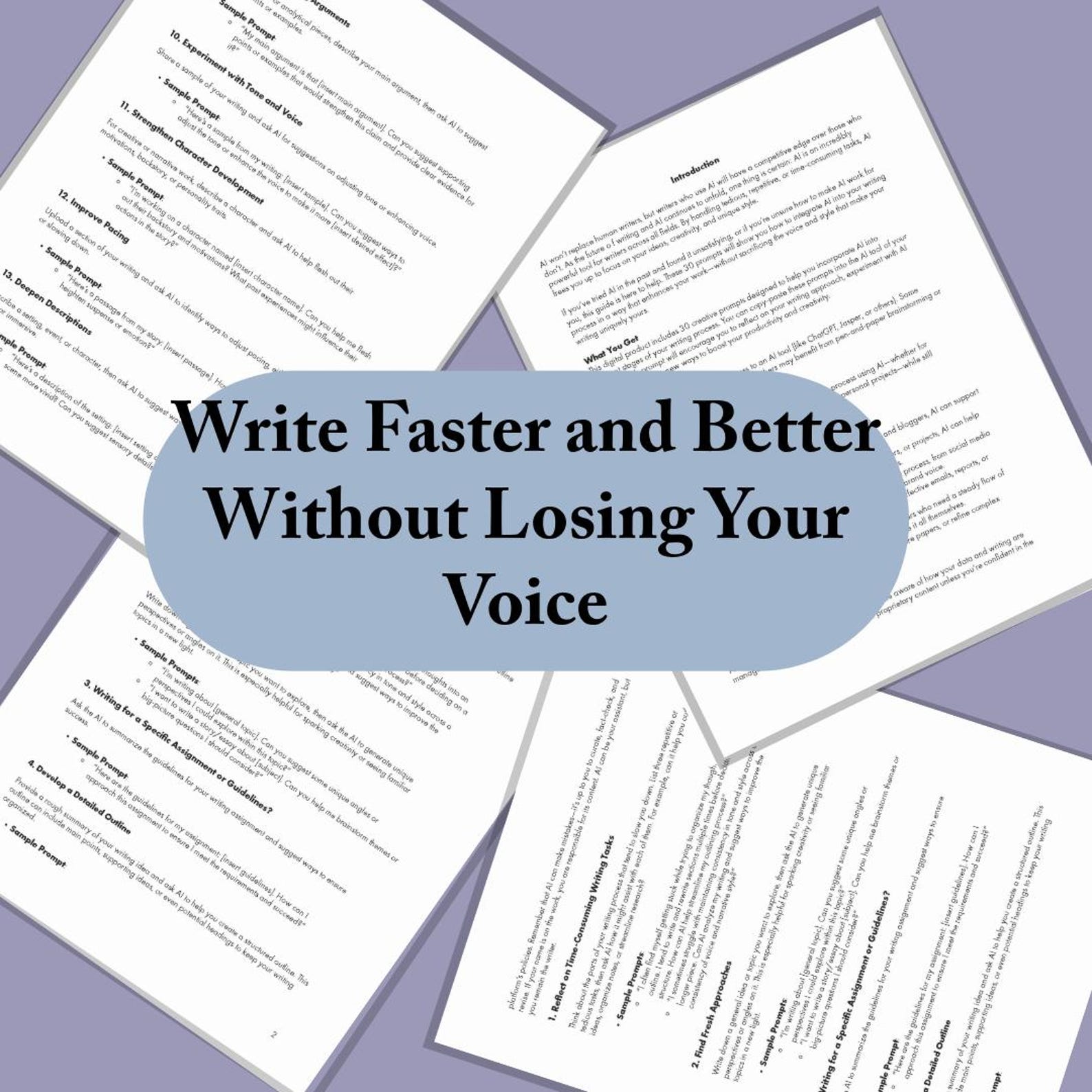 AI Writing Guide for Writers 30 Prompts to Write With AI for Students ...
