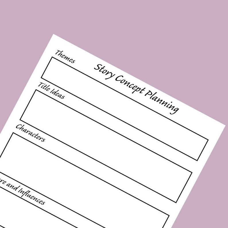 Story Concept Worksheet for Writers and Screenwriters: Start Writing ...