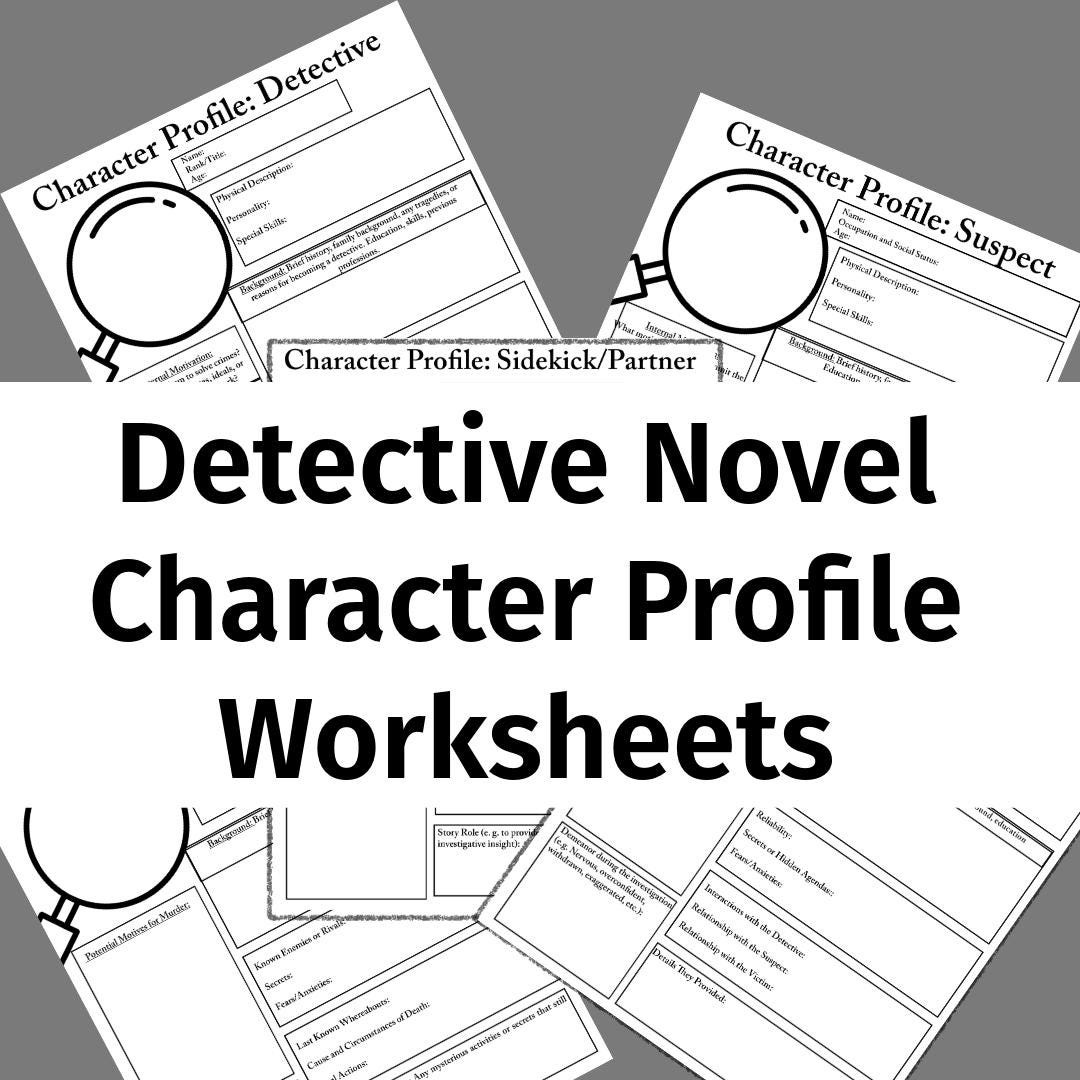 Character Profiles Worksheets for Detective Novel Character Template ...