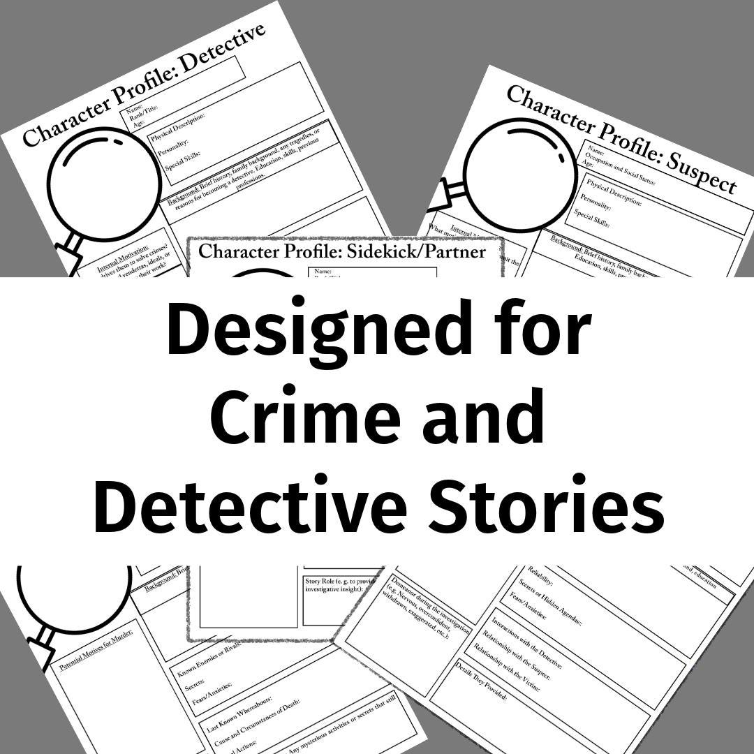 Character Profiles Worksheets for Detective Novel Character Template ...