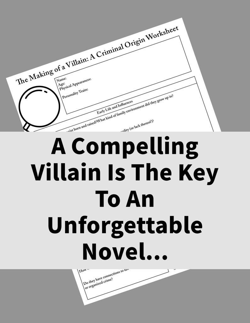 The Villain Origin Story Worksheet: A Guide for Crime and Mystery ...