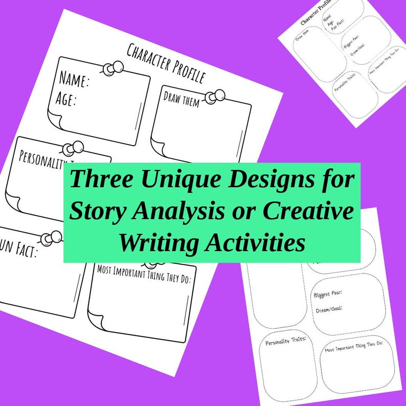 Printable Character Profile Templates for Classroom grade 2 Through 6 ...