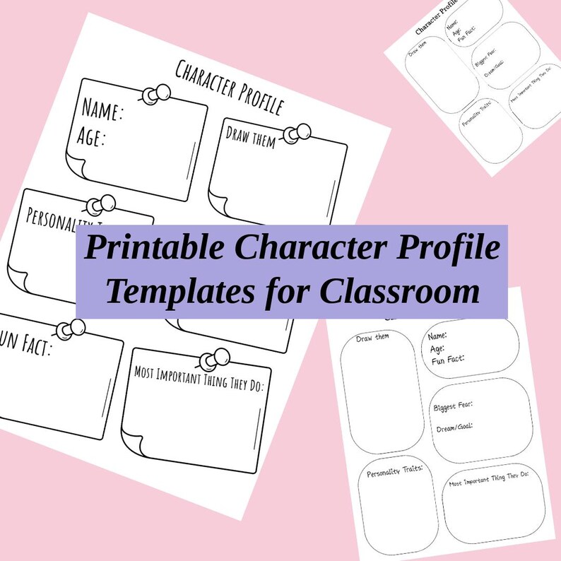 Printable Character Profile Templates for Classroom (grade 2 Through 6 ...