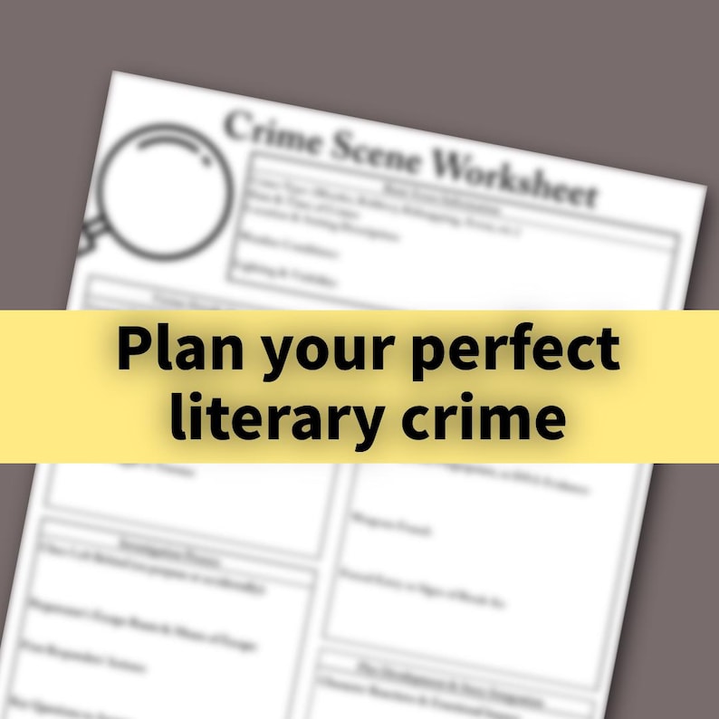 Detective Novel Worksheet Crime Scene Template for Mystery, Thriller ...