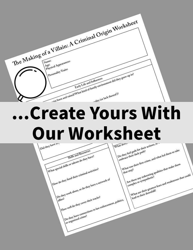 The Villain Origin Story Worksheet: A Guide for Crime and Mystery ...