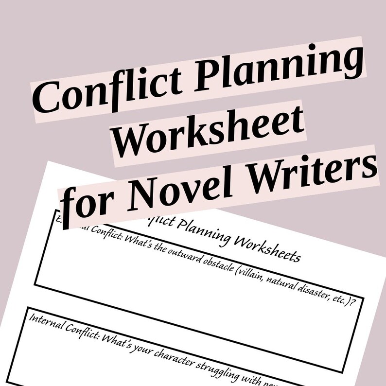 Novel Conflict Planning Worksheet for Novelists and Aspiring Writers ...
