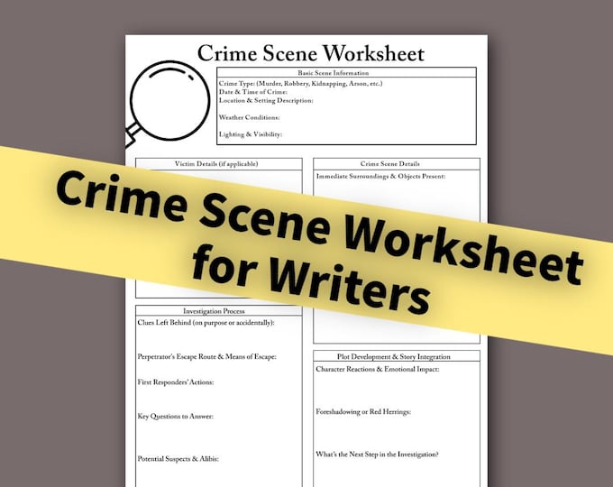 Detective Novel Worksheet Crime Scene Template for Mystery, Thriller ...