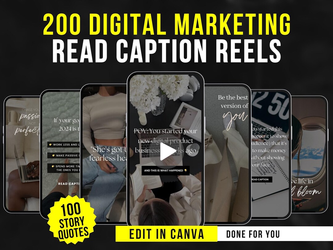 Digital Marketing Reels, Caption Reels, PLR Instagram Reels, MRR Reel ...