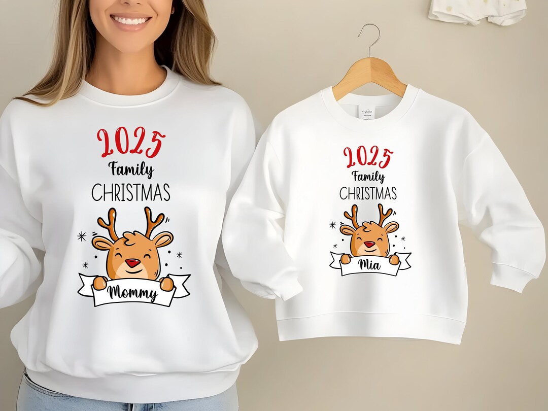 Custom 2025 Matching Family Christmas Sweatshirt, Personalized Name ...