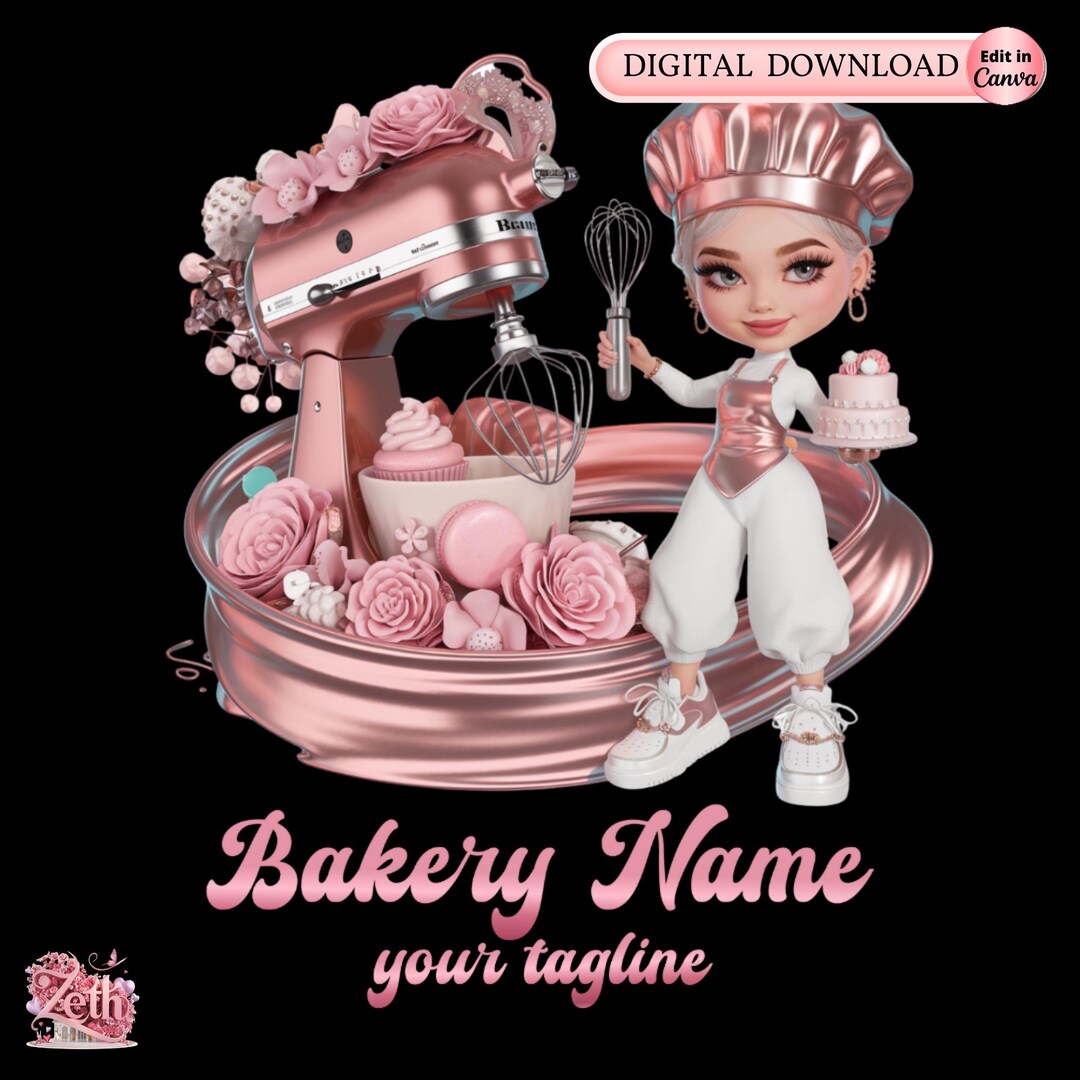 Chibi Girl Bakery Logo, Baking Logo, Stylish Custom Bakery/pastry/cake ...