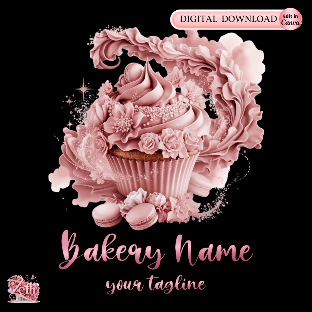 Rose Gold Bakery Logo, Baking Logo, Stylish Custom Pastry Logo, Cake ...