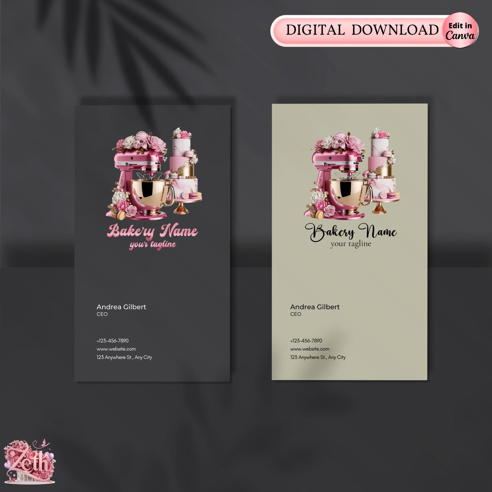 Bright Pink Bakeshop Logo Template, Stylish Bakery Branding Logo, Cake ...