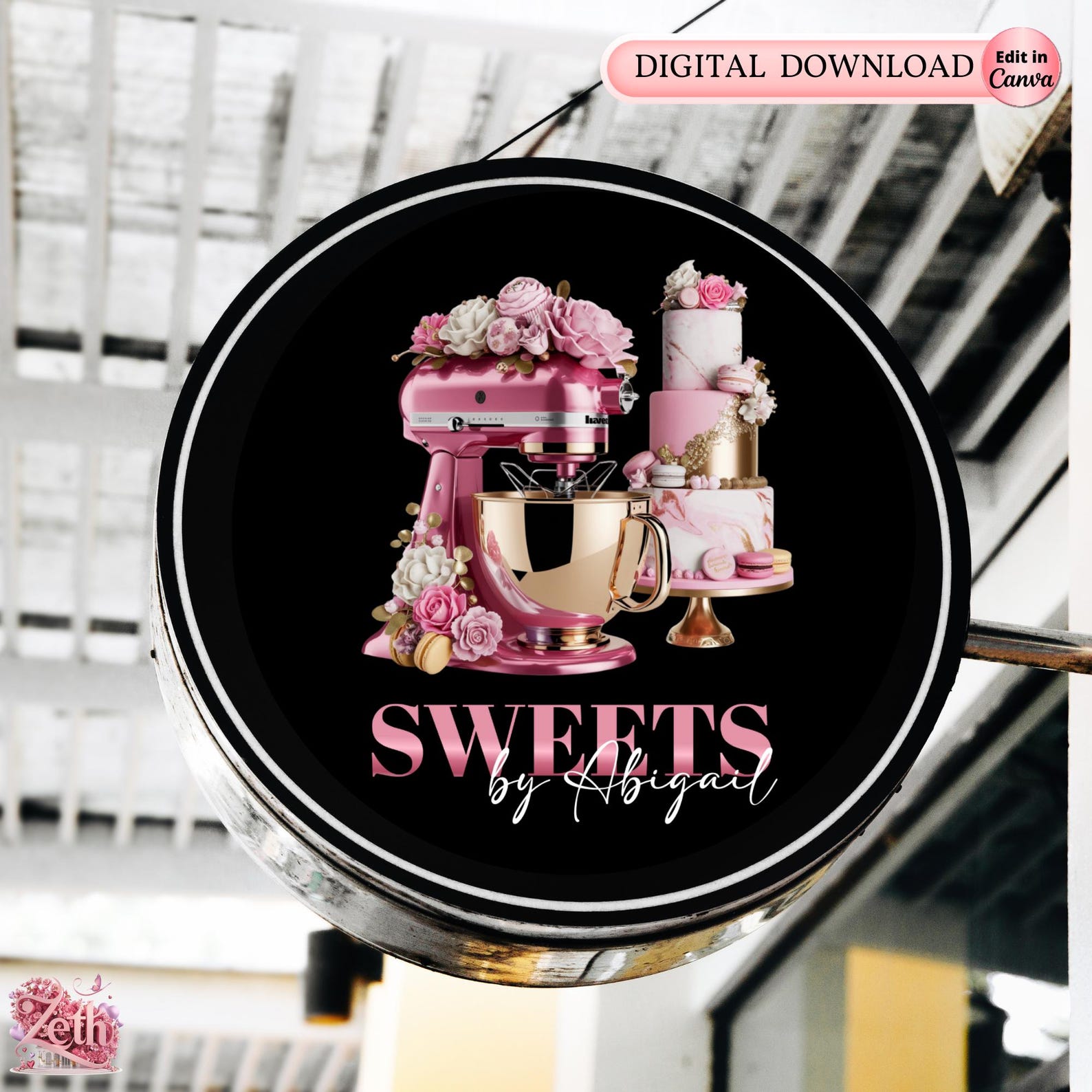 Bright Pink Bakeshop Logo Template, Stylish Bakery Branding Logo, Cake ...