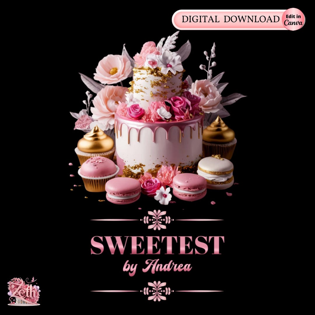 Pink Bakery Logo, Baking Logo, Stylish Custom Pastry Logo, Cake Logo ...