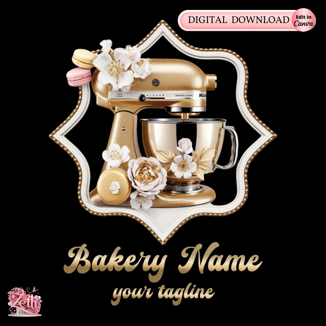 Gold Bakery Logo, Baking Logo, Stylish Custom Pastry Logo, Cake Logo ...