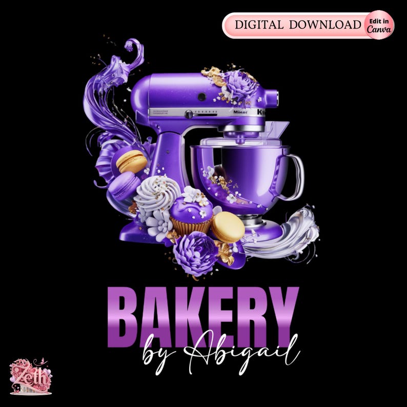 Modern Purple Bakery Logo, Baking Logo, Stylish Custom Pastry Logo ...