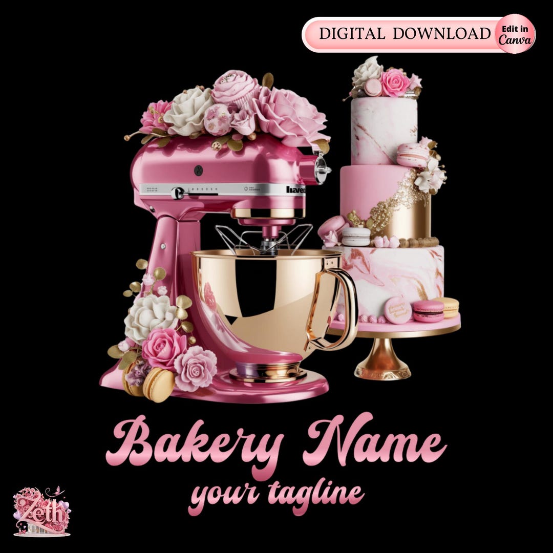 Bright Pink Bakery Logo, Baking Logo, Stylish Custom Pastry Logo, Cake ...
