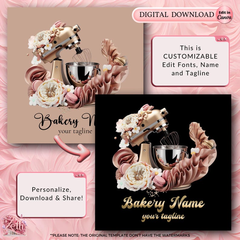 Bakery Logo, Baking Logo, Stylish Custom Pastry Logo, Cake Logo ...