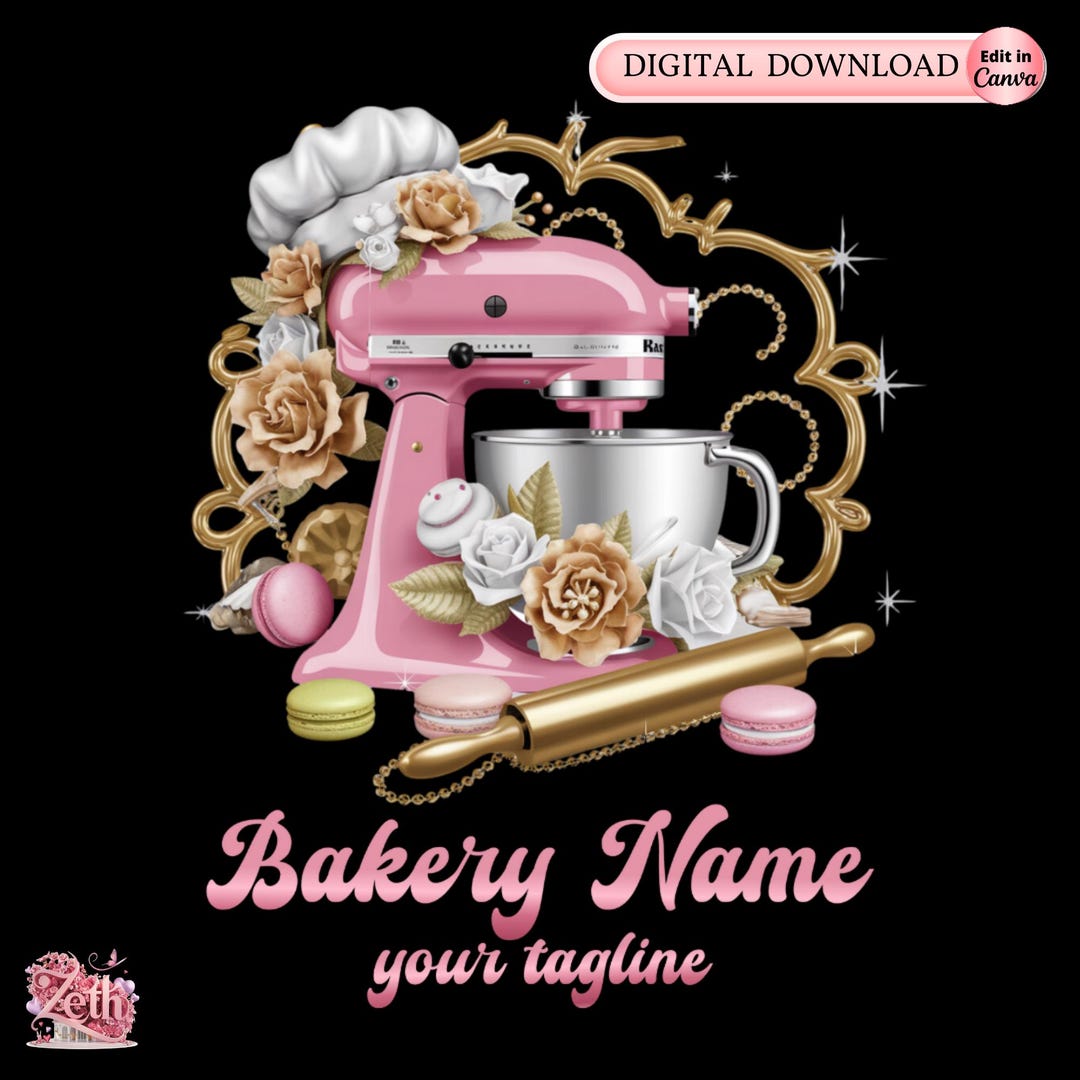 Modern Pink Bakery Logo, Baking Logo, Stylish Custom Pastry Logo, Cake ...