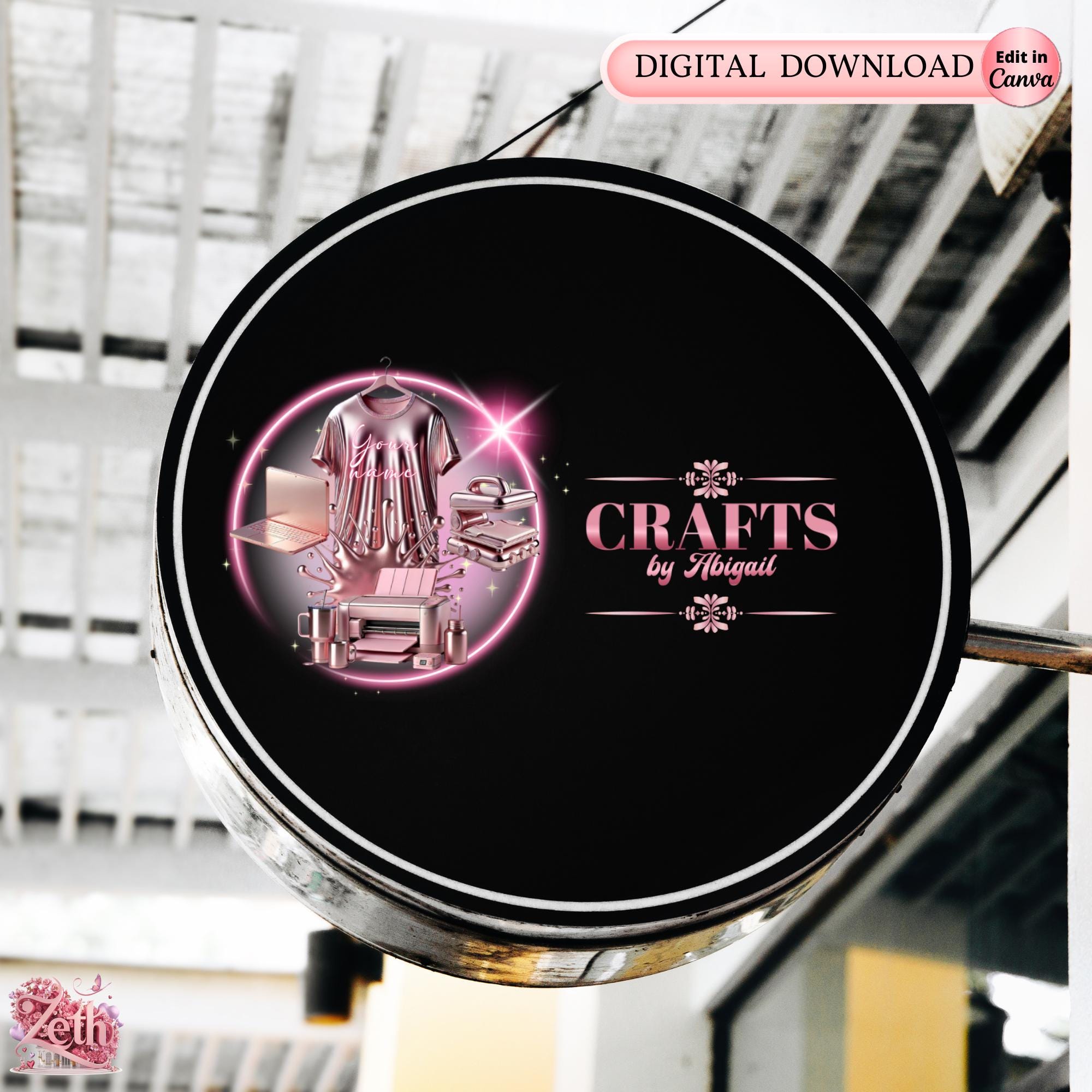 Pink Crafting Logo, Crafting Queen Logo Primate T-shirt Design Business ...