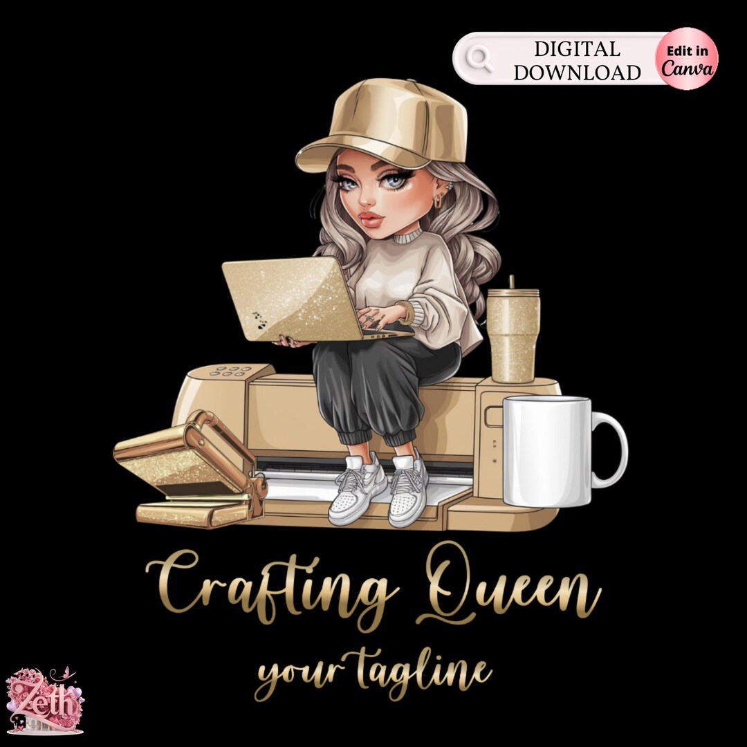 Gold Crafting Logo, Crafting Queen Logo Primate T-shirt Design Business ...