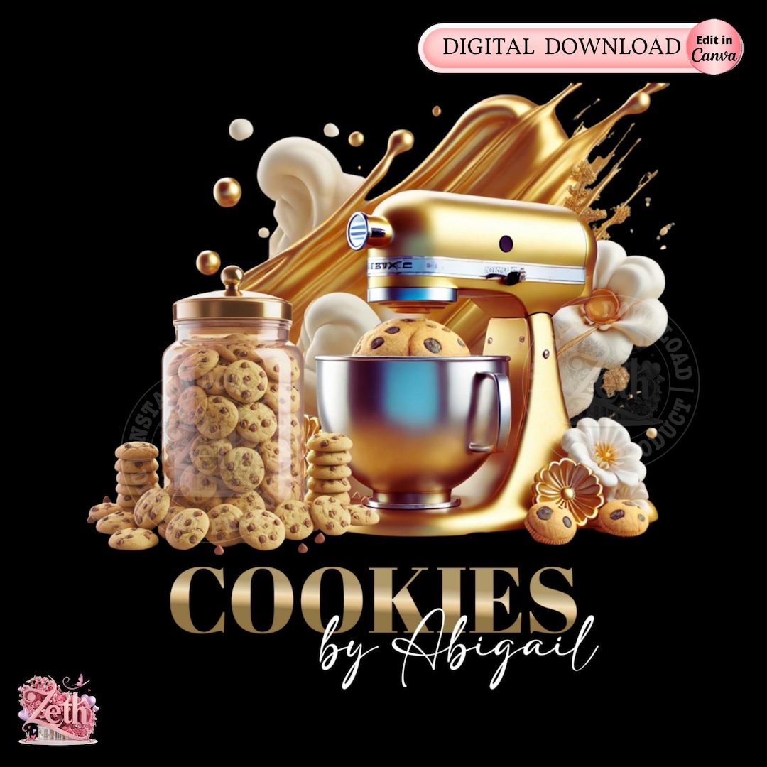 Gold Cookie Bakery Logo, Bakery Girl Logo, Cookie Catering, Sweets ...