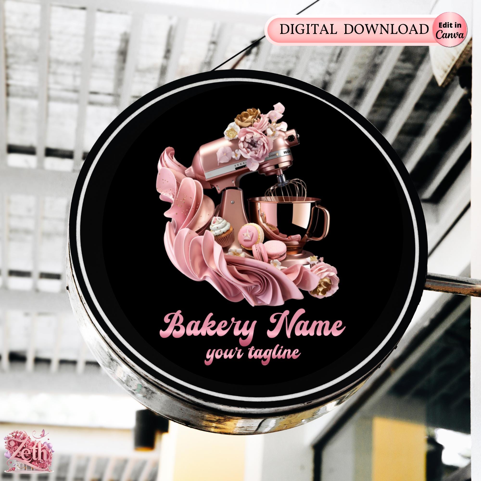 Rose Gold Bakery Logo, Baking Logo, Stylish Custom Pastry Logo, Cake ...