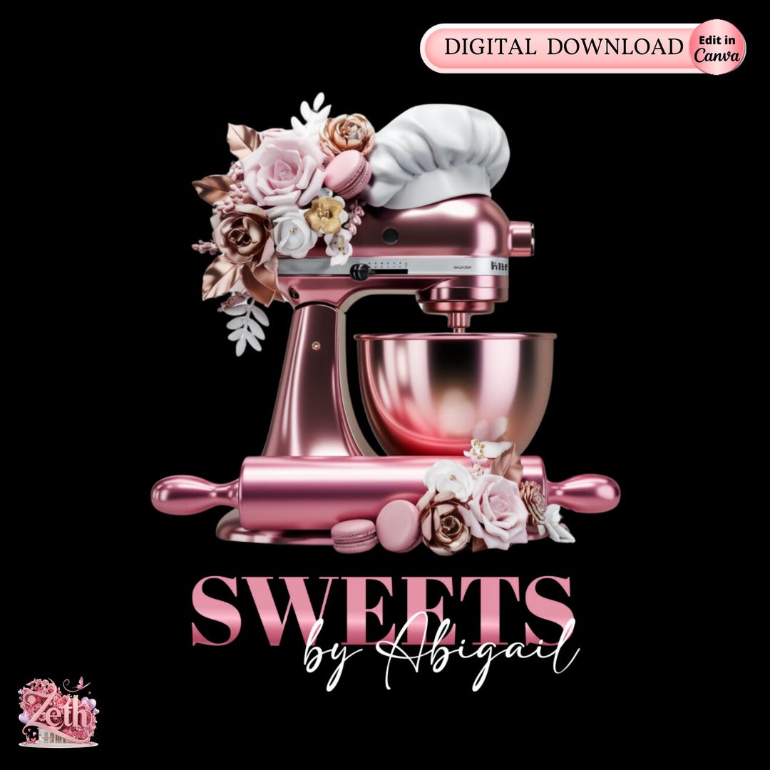 Rose Gold Bakery Logo, Baking Logo, Stylish Custom Pastry Logo, Cake ...