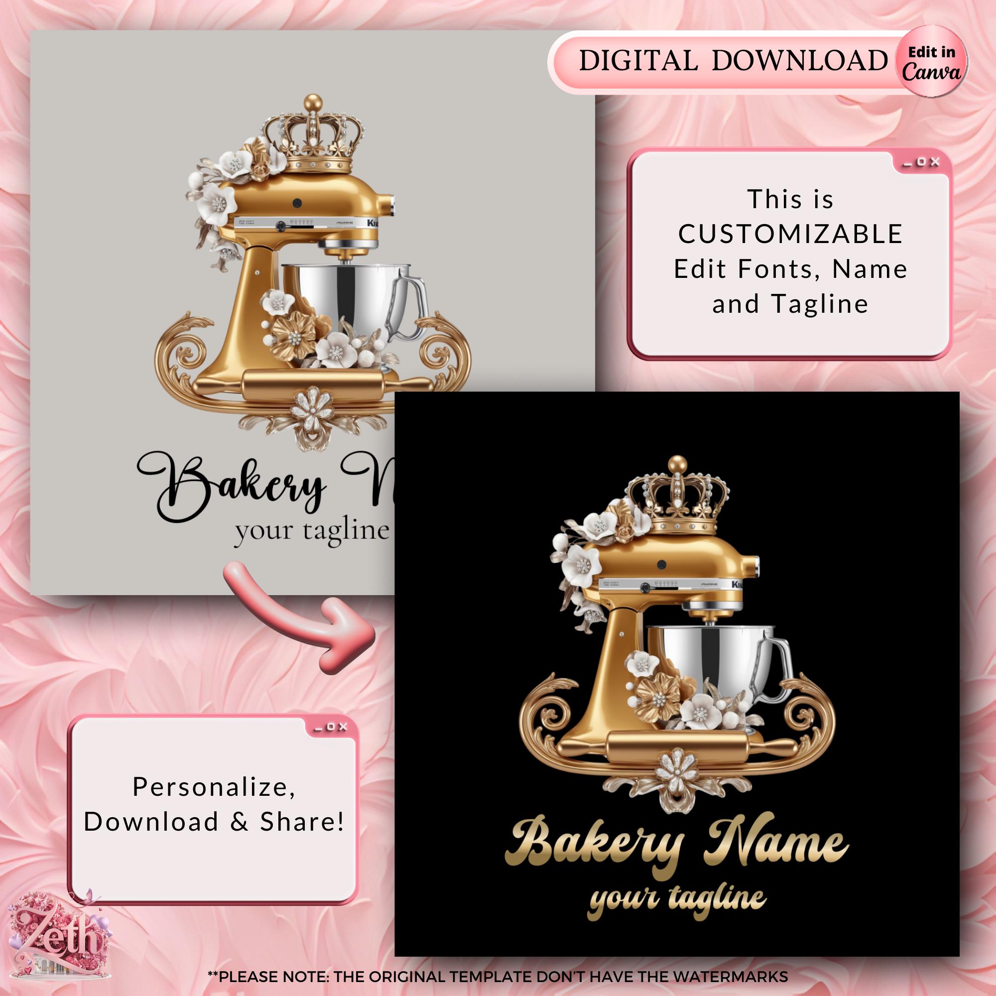 Gold Bakery Logo, Baking Logo, Stylish Custom Pastry Logo, Cake Logo ...