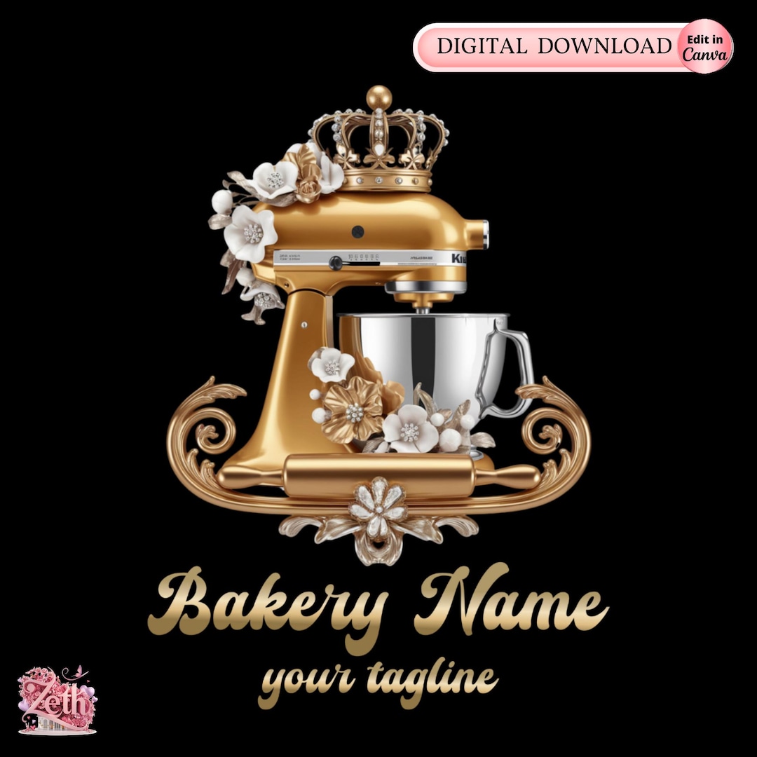 Gold Bakery Logo, Baking Logo, Stylish Custom Pastry Logo, Cake Logo ...