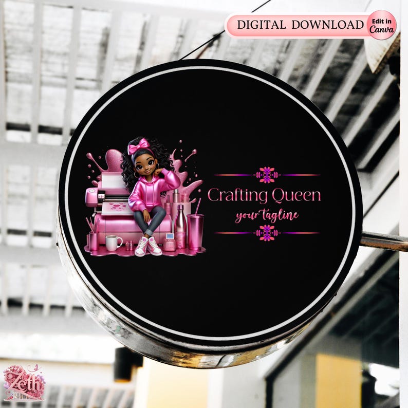 Pink Crafting Logo, Crafting Queen Logo Primate T-shirt Design Business ...