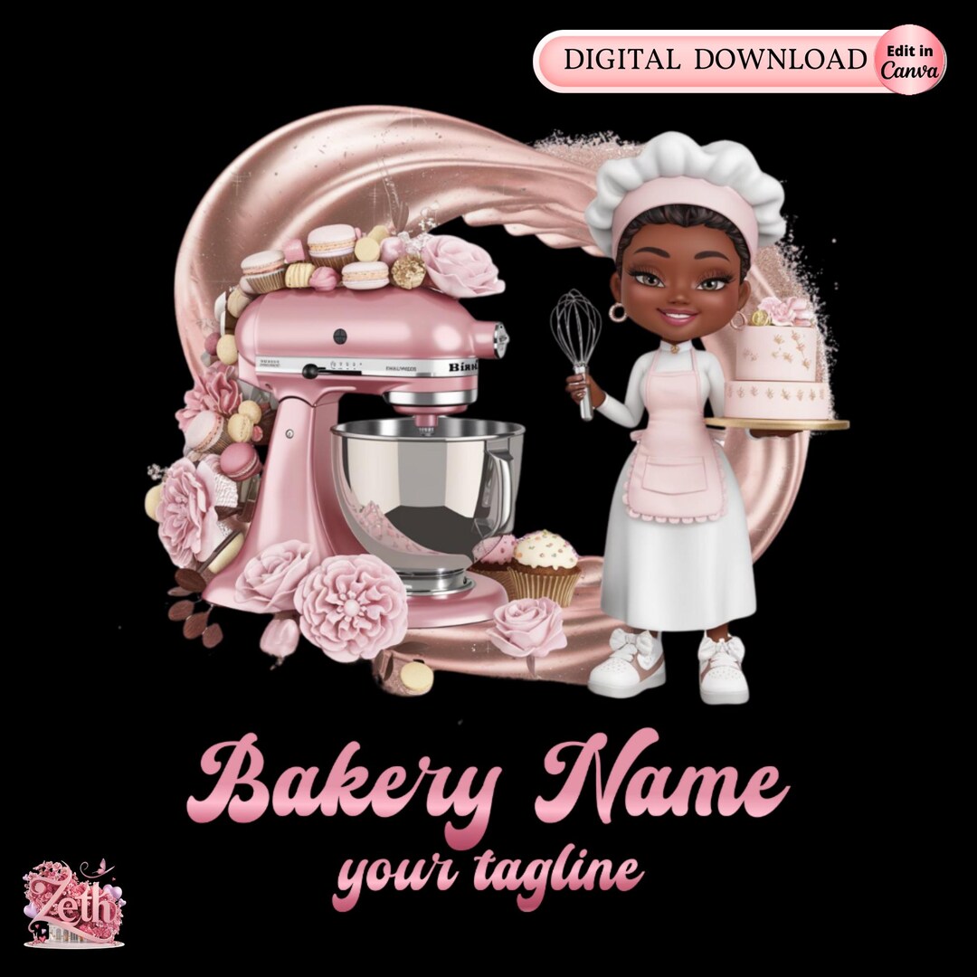 Chibi Girl Bakery Logo, Baking Logo, Stylish Custom Bakery/pastry/cake ...