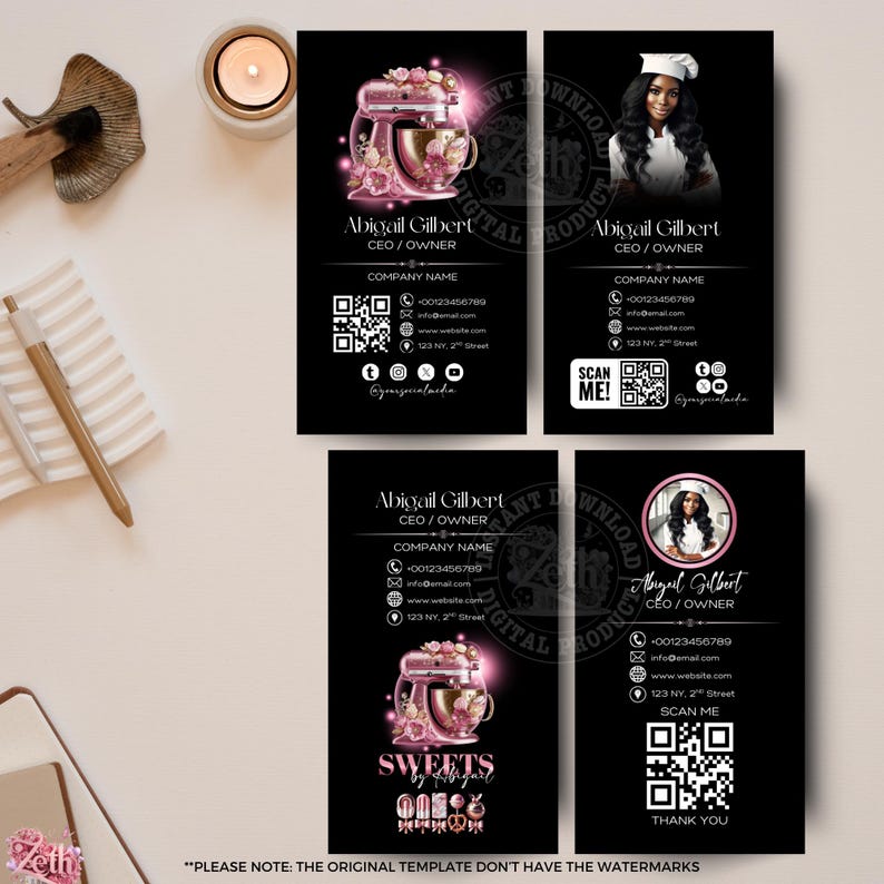 Modern Bakery Business Card, DIY Cake Logo Card Template, Editable ...