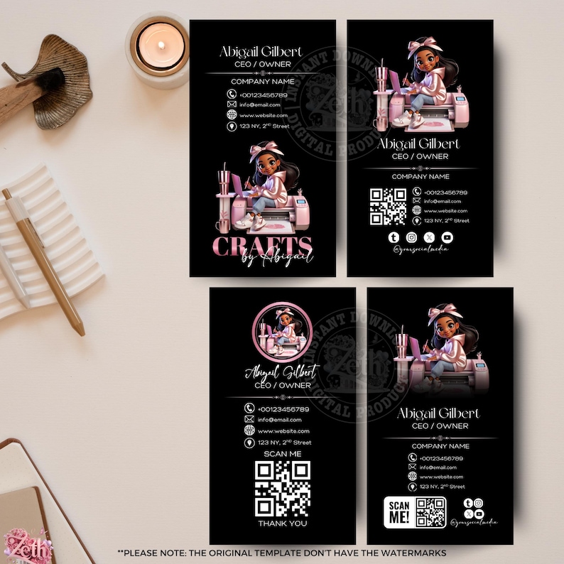 Crafting Business Card Template, Crafter Logo DIY Canva Card, Heat ...