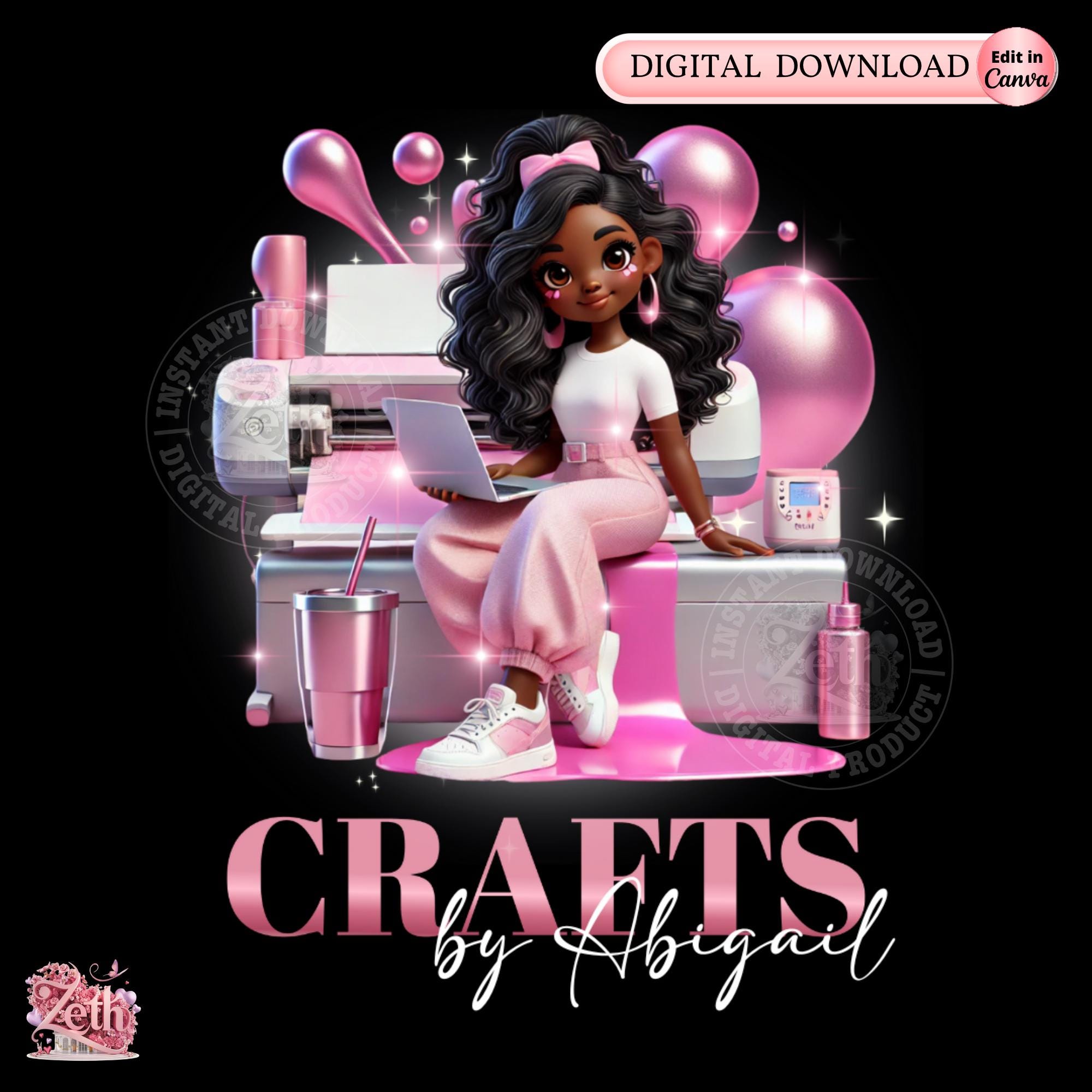 Pink Crafting Logo, Crafting Queen Logo Primate T-shirt Design Business ...