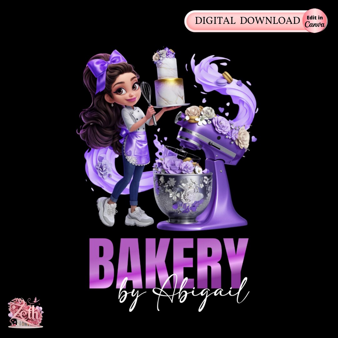 Chibi Girl Bakery Logo, Baking Logo, Stylish Custom Pastry Logo, Cake ...