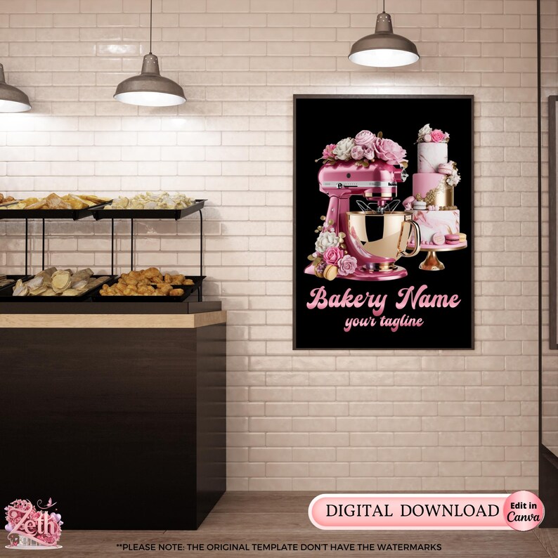Bright Pink Bakeshop Logo Template, Stylish Bakery Branding Logo, Cake ...