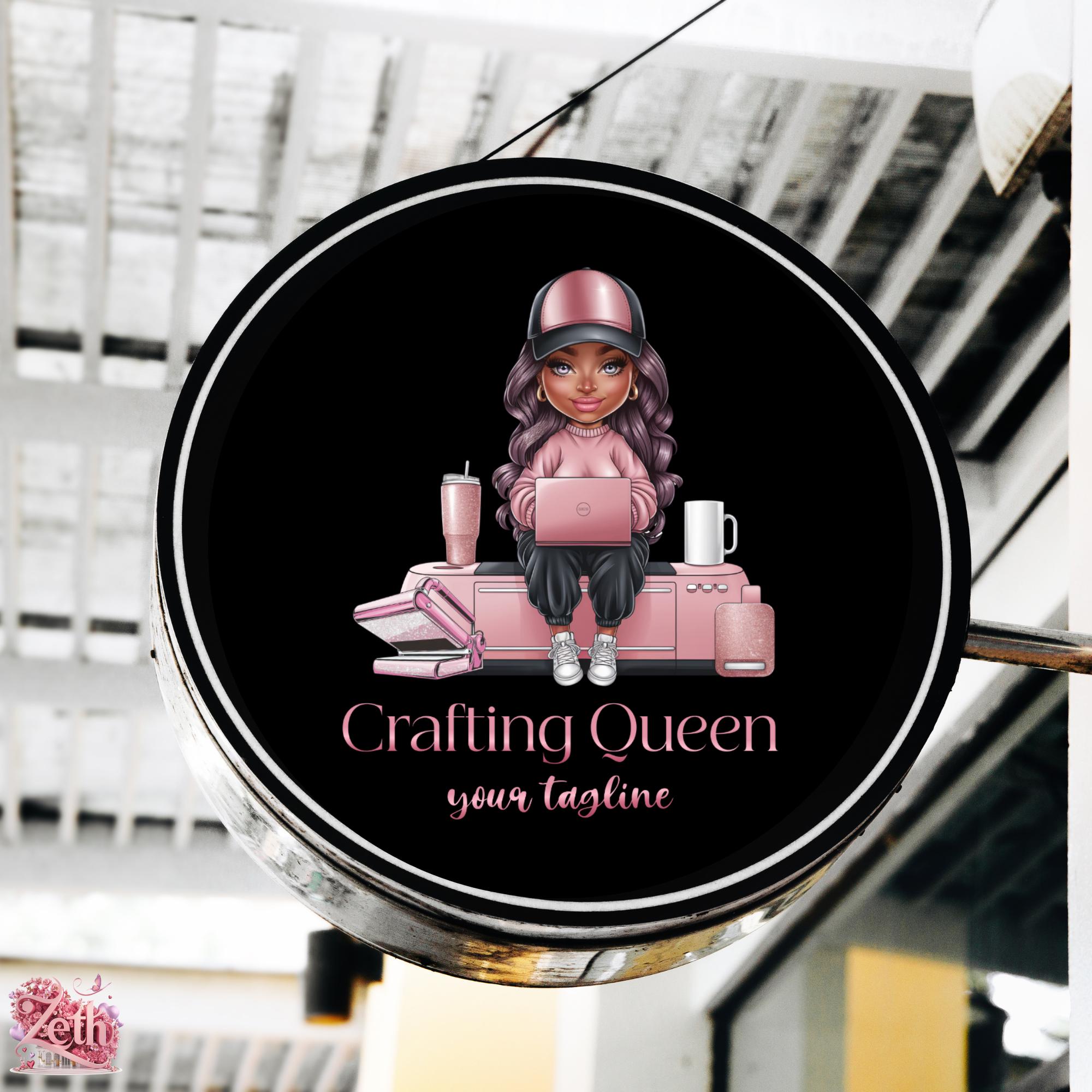 Pink Crafting Logo, Crafting Queen Logo Primate T-shirt Design Business ...