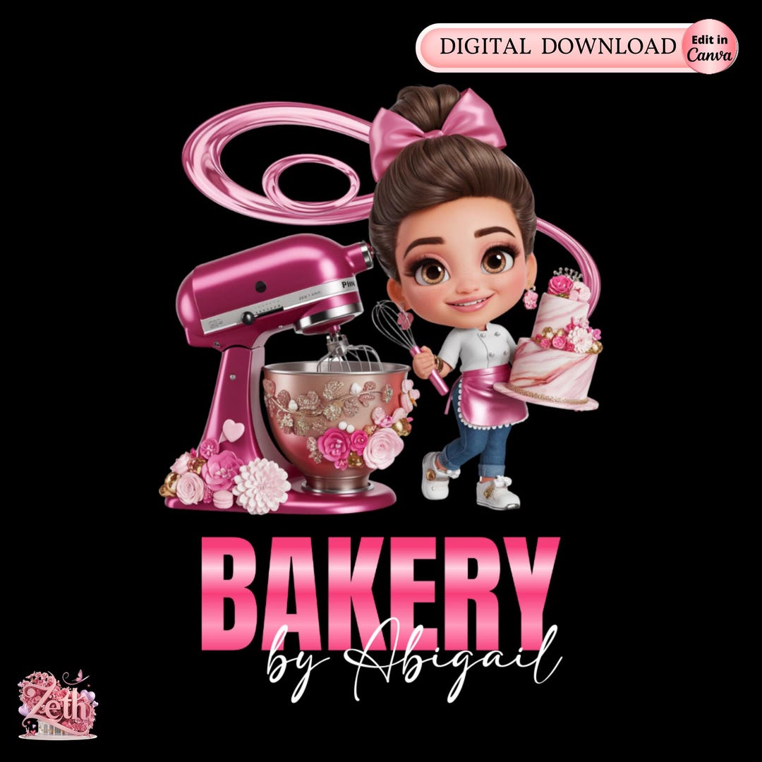 Chibi Girl Bakery Logo, Baking Logo, Stylish Custom Pastry Logo, Cake ...