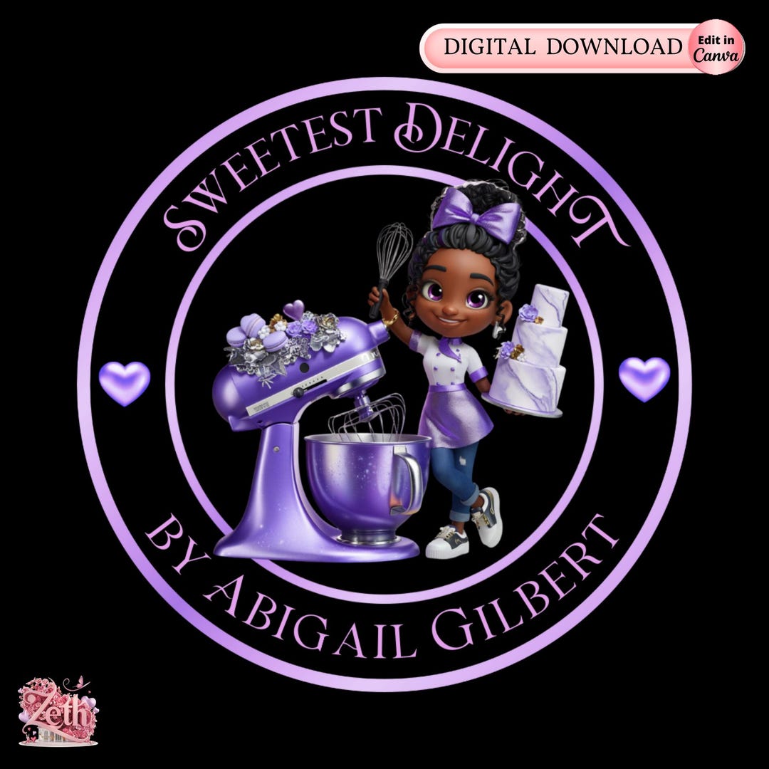 Chibi Girl Bakery Logo, Baking Logo, Stylish Custom Pastry Logo, Cake ...