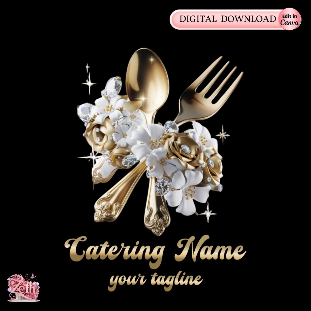 Catering Logo, Food Logo, Stylish Custom Pastry Logo, Cake Logo, Party ...