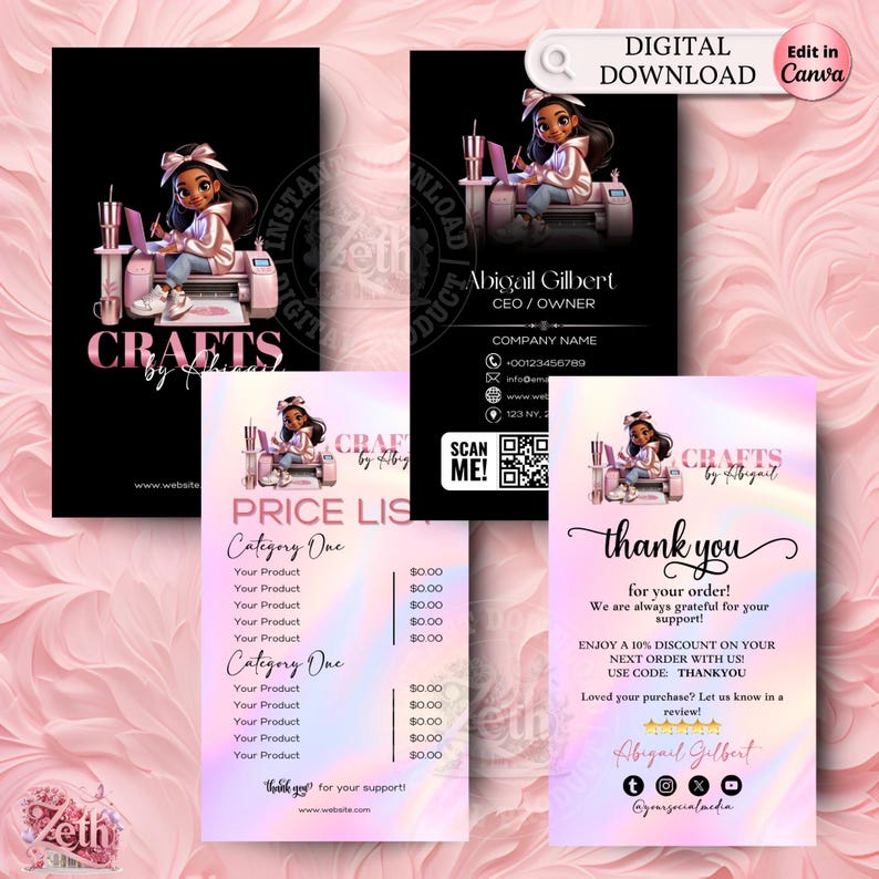 Crafting Business Card Template, Crafter Logo DIY Canva Card, Heat ...