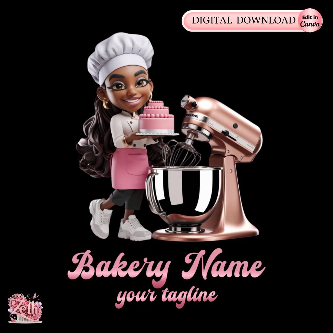 Chibi Girl Logo, Brownie Bakery Shop Logo, Custom Treat Maker Logo ...