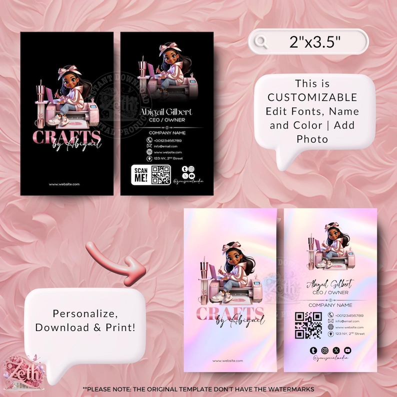 Crafting Business Card Template, Crafter Logo DIY Canva Card, Heat ...