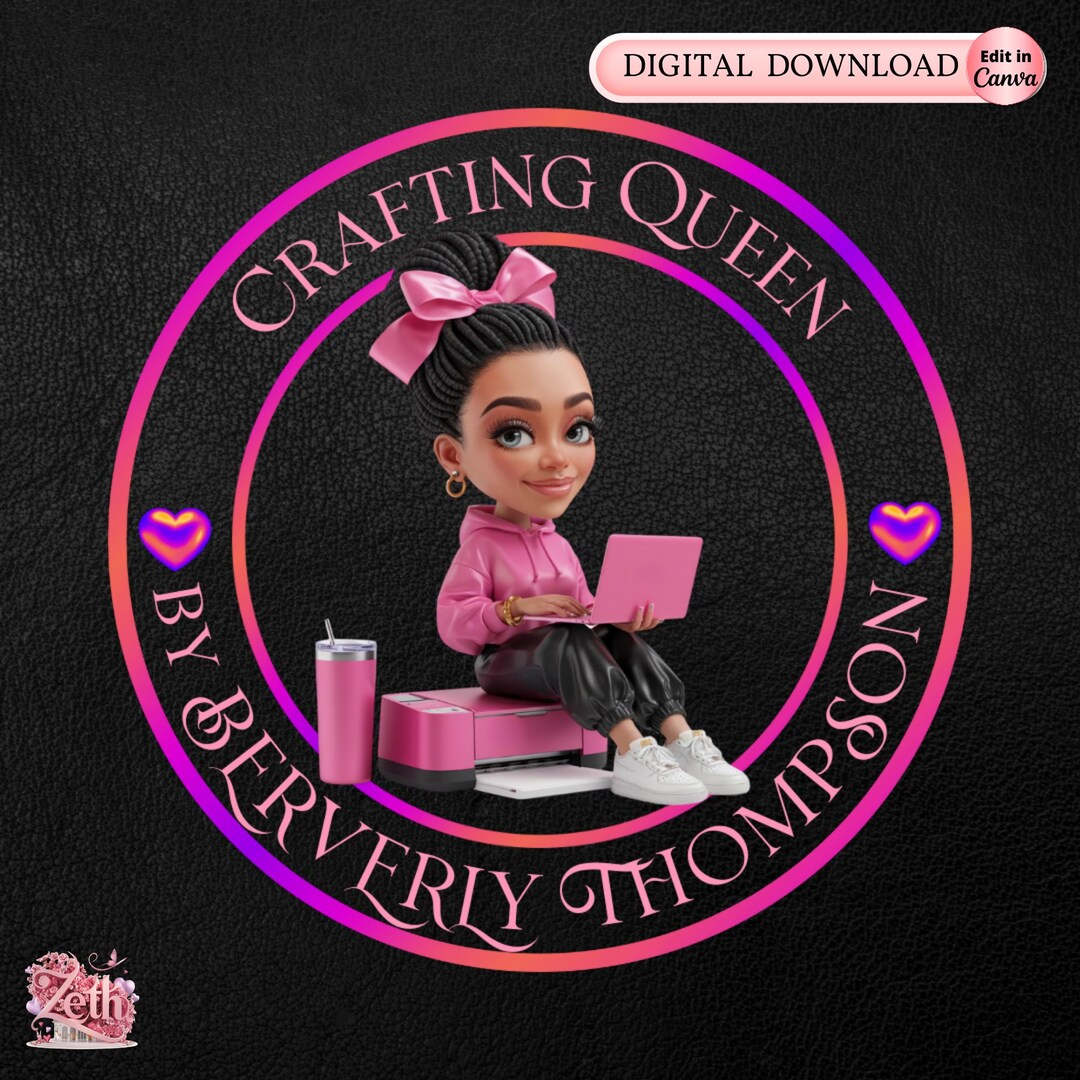 Pink Crafting Logo, DIY Craft Queen Logo, Custom T-shirt Business Logo ...