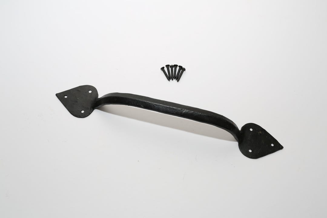 Wrought Iron Pull Handle – Hand-forged Spear Leaf Design – Beeswax ...