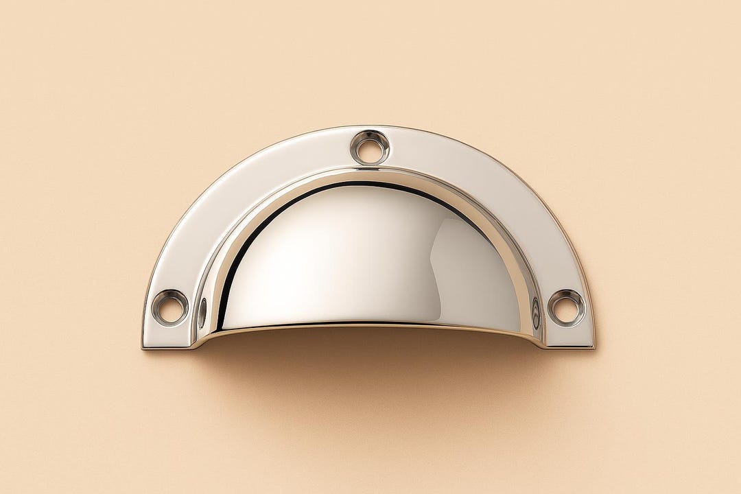 Solid Brass Cabinet Drawer Cup Pull Handles – Victorian Heritage Chrome ...