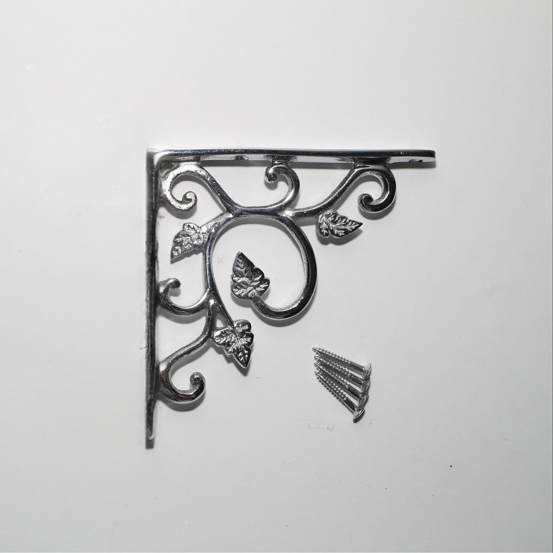 Heavy Duty Shelf Bracket – Chrome/silver – Nature-inspired Leaf Design ...